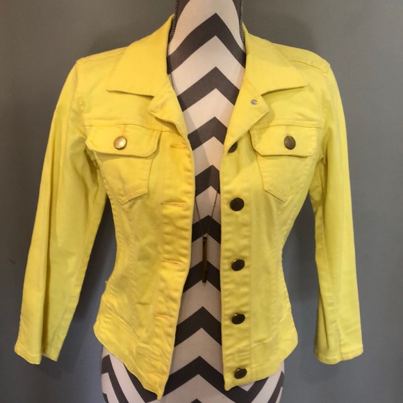CAbi | Jackets & Coats | Cabi Light Neon Yellow Denim Jacket | Poshmark